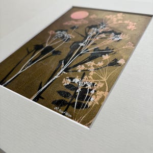 Pink Moon With Cow Parsley: Unique Monotype - Etsy