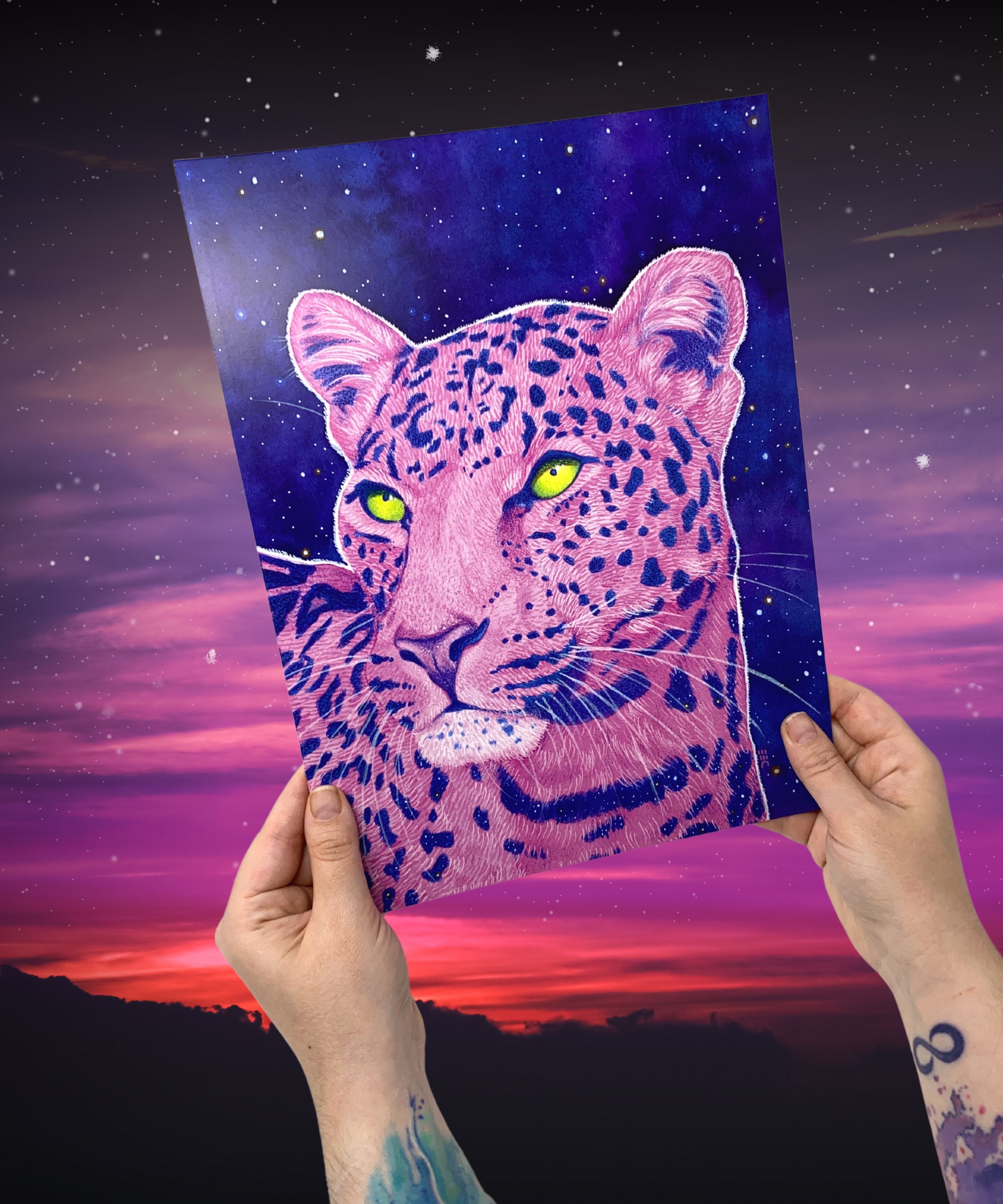 Space Leopard Print Watercolour Leopard Painting Trippy | Etsy