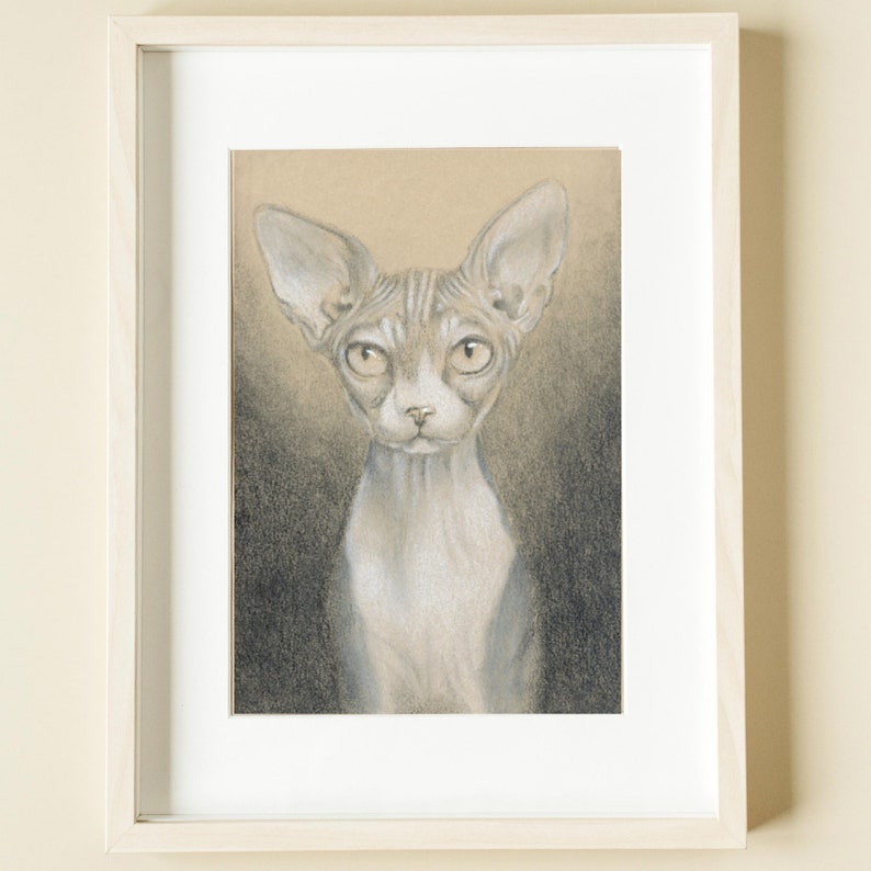 Sphynx Art Print Hairless Cat Drawing Cat Mom Art Cat - Etsy
