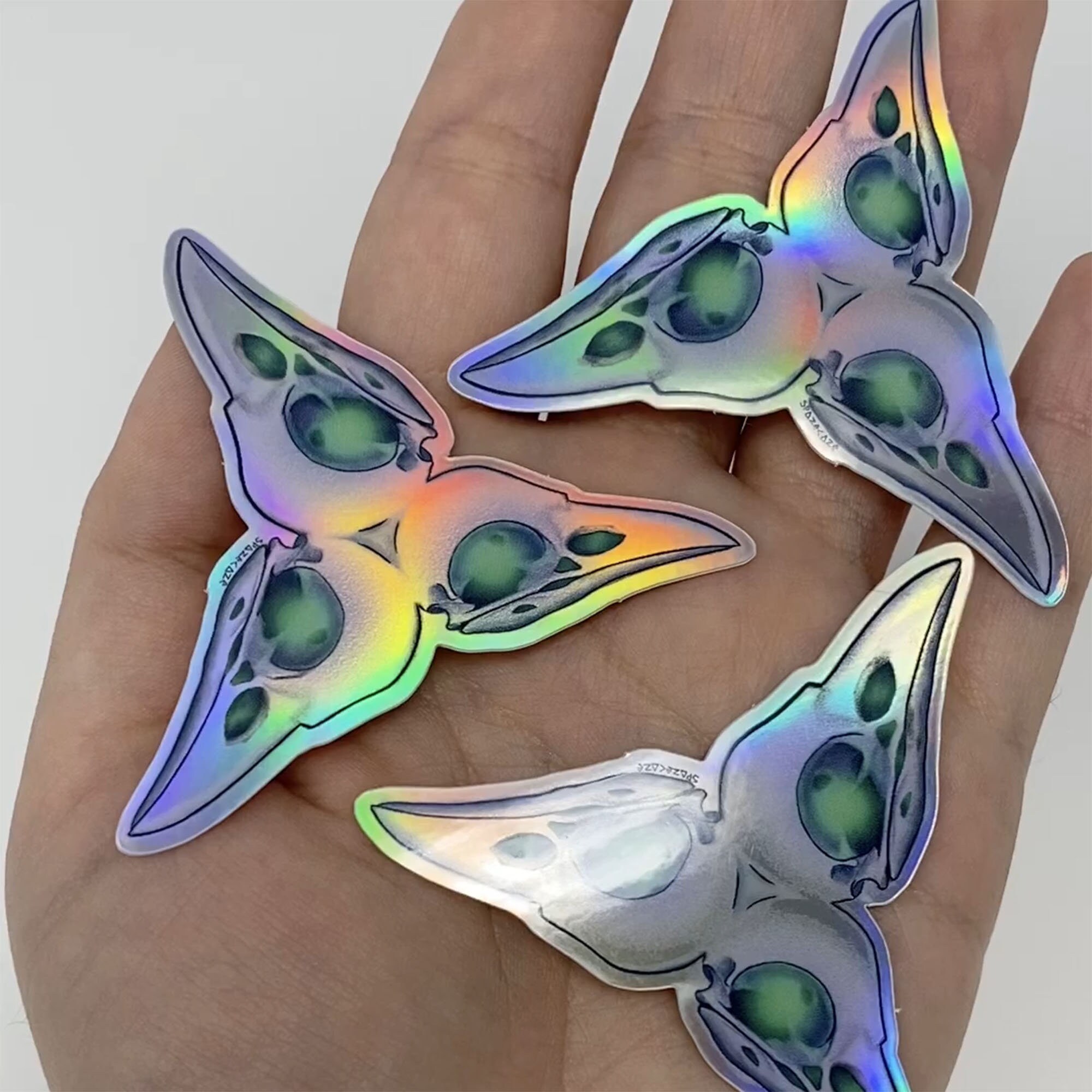 Trippy sticker Holographic Sticker Raven skull sticker | Etsy