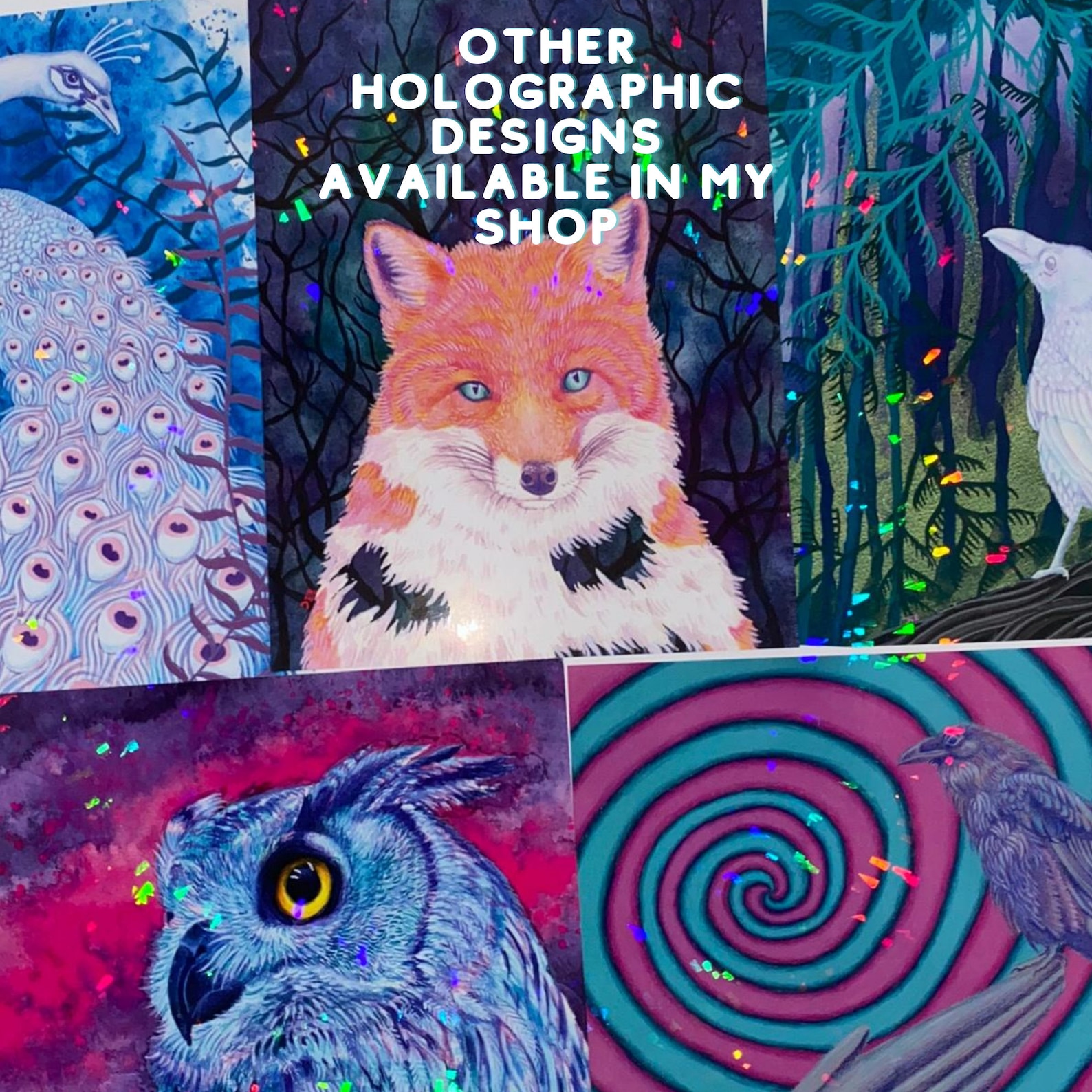 Trippy Holographic Raven Art Print Psychedelic Colourful - Etsy