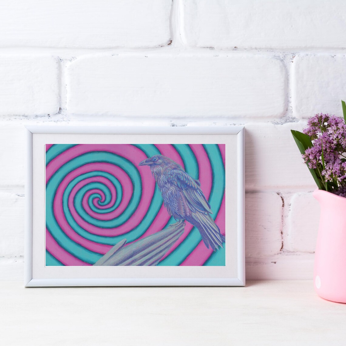 Trippy Holographic Raven Art Print Psychedelic Colourful | Etsy