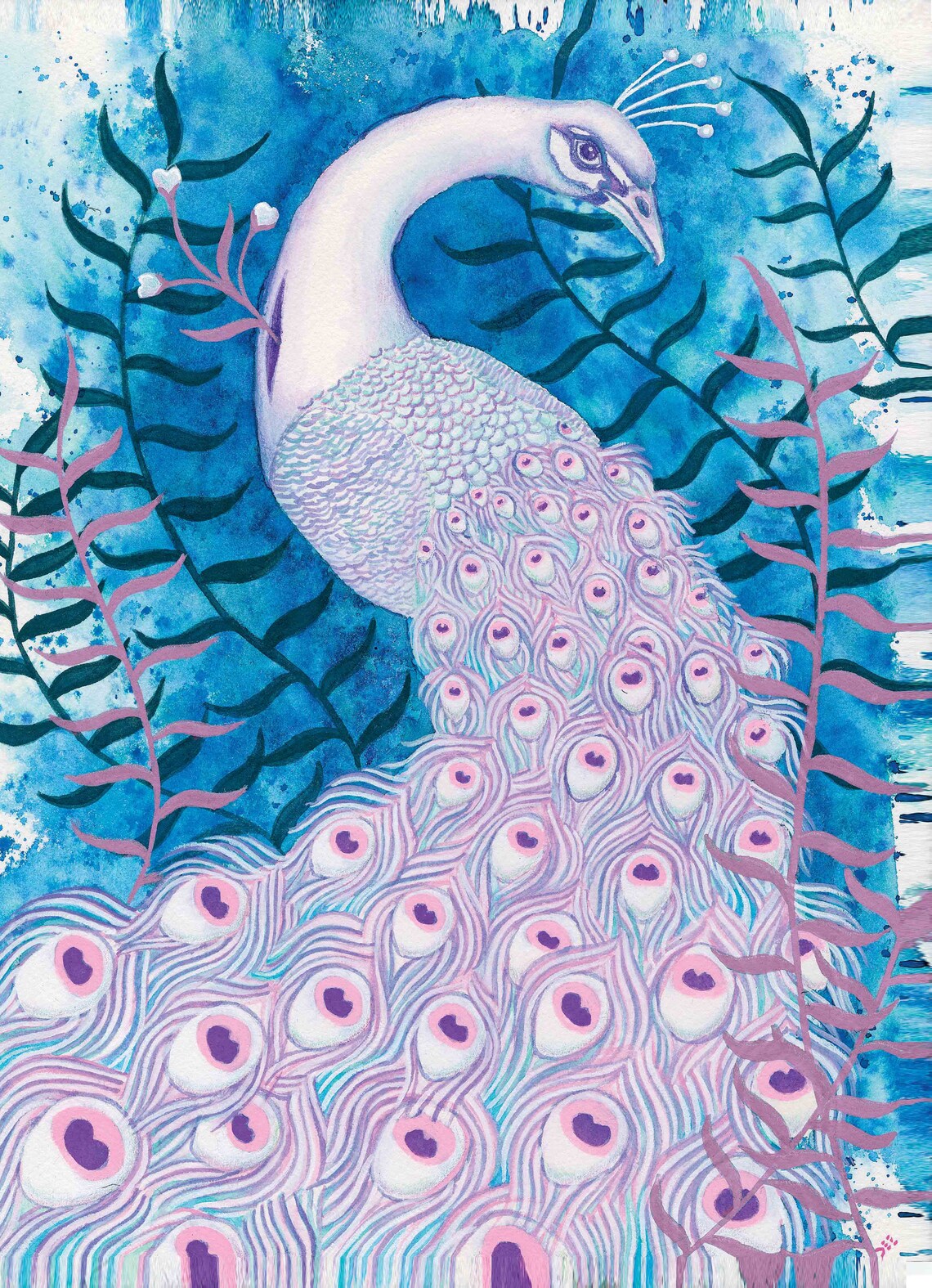 Holographic Peacock Art Print Psychedelic Trippy Peacock | Etsy