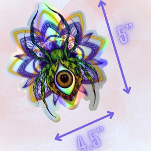 Holographic Trippy Mandala Spider, Psychedelic Glowing Neon Sticker ...