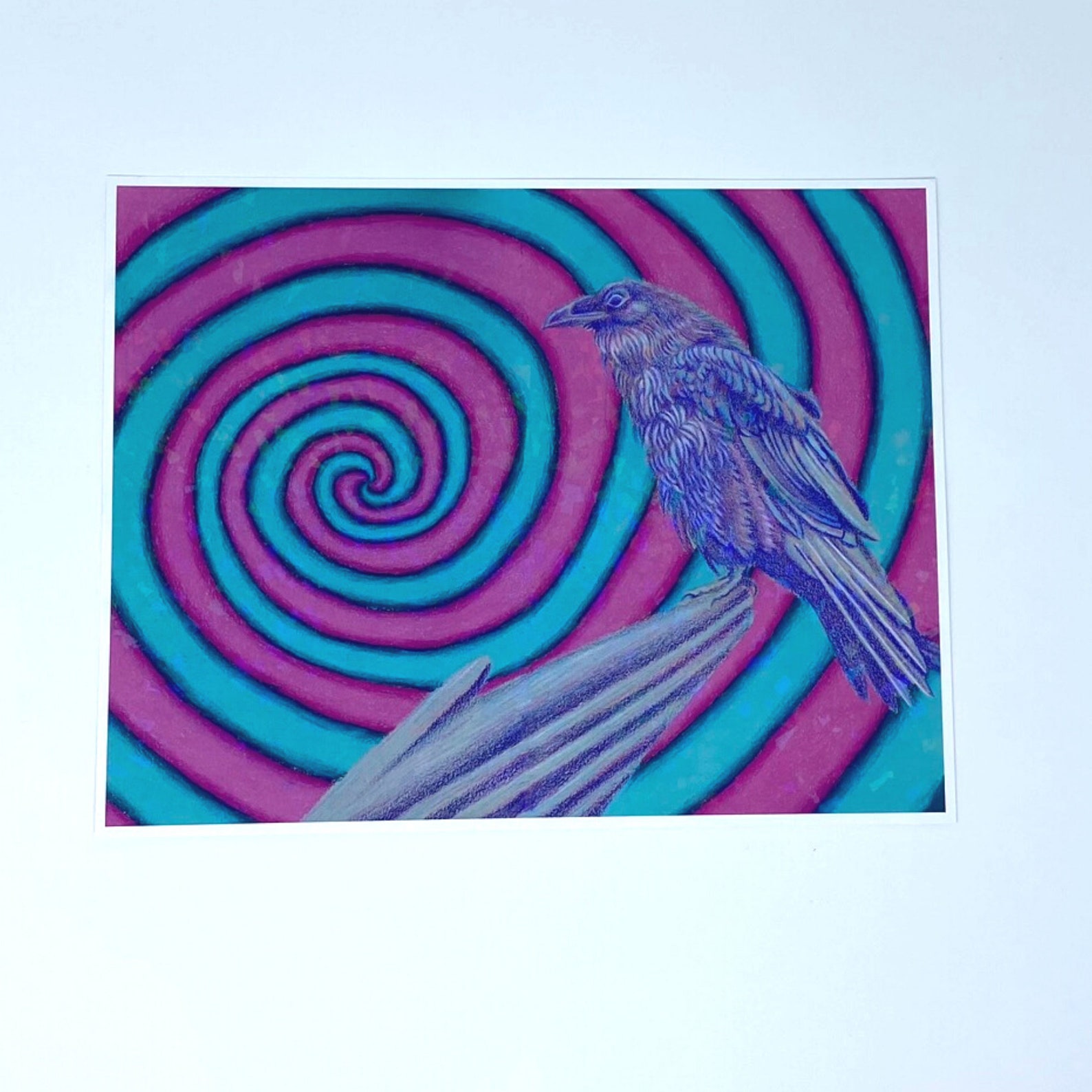 Trippy Holographic Raven Art Print Psychedelic Colourful - Etsy