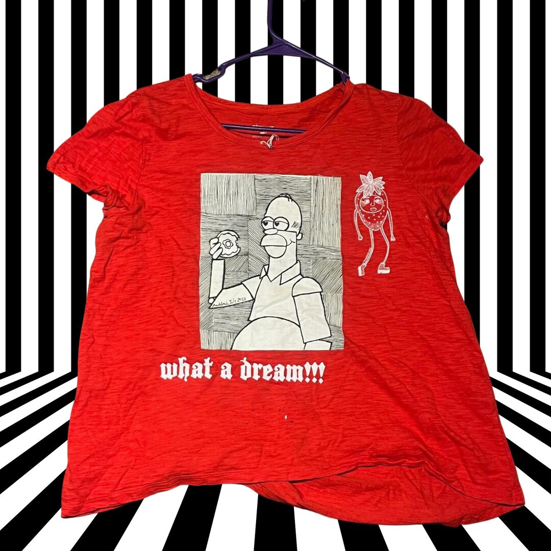 Upcycled Cubist Simpsons Strawberry What a Dream T Shirt Folk Punk Alt ...