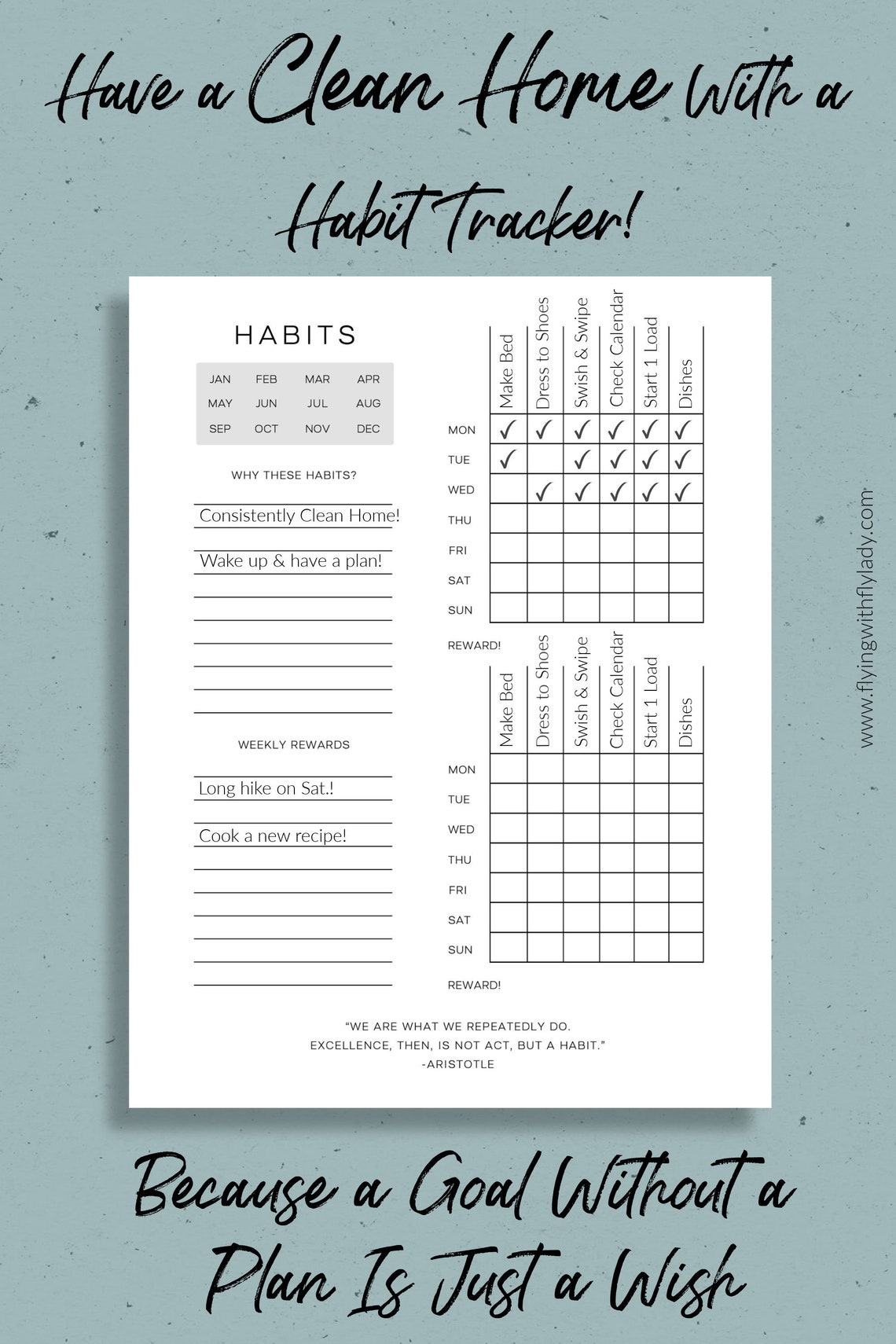 Printable Habit Tracker: Flylady Checklist (digital Download) - Etsy