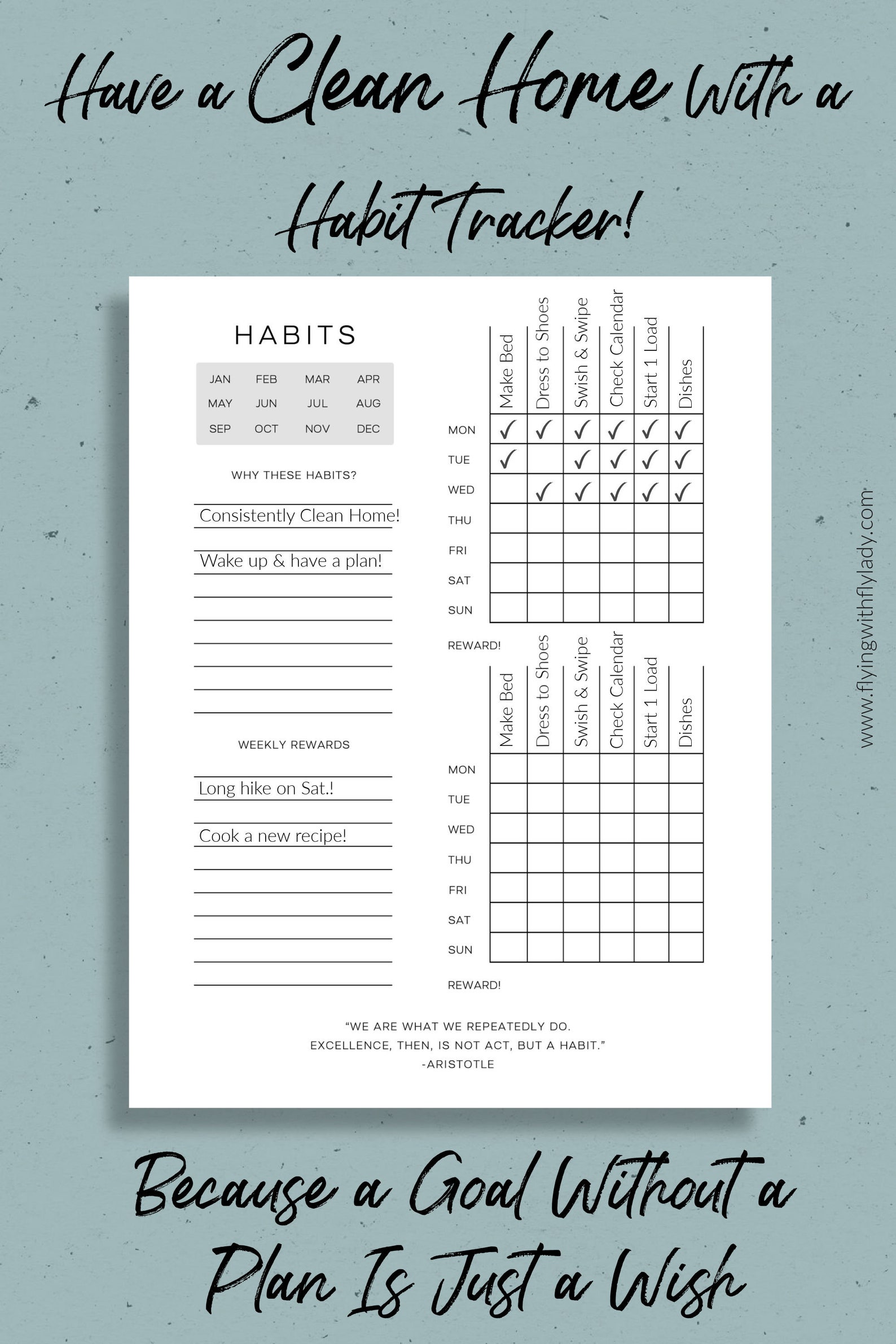 Printable Habit Tracker: Flylady Checklist (digital Download) - Etsy