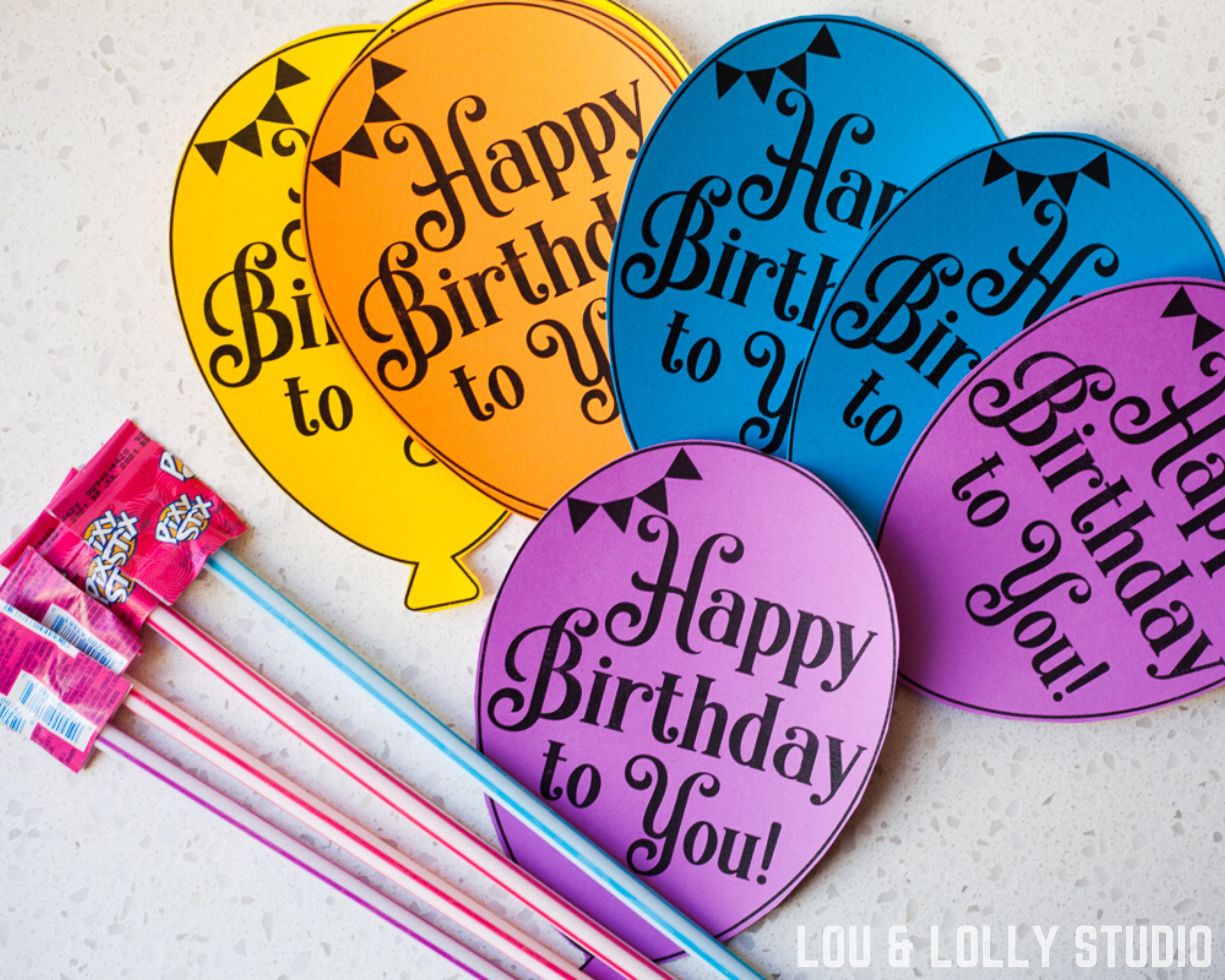 INSTANT DOWNLOAD for Pixy Stix Birthday Balloons, Balloon Printable for ...