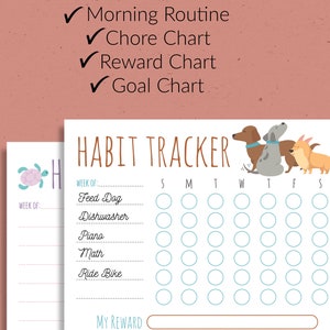 5 Editable Habit Tracker Printable, Habit Trackers, Chore Charts ...
