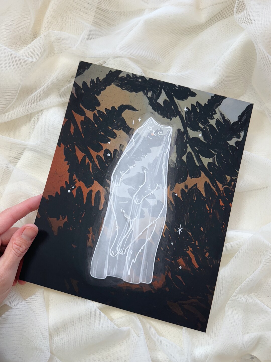 Death Derper Cat Ghost Art Print | Spooky Halloween Decor - Etsy