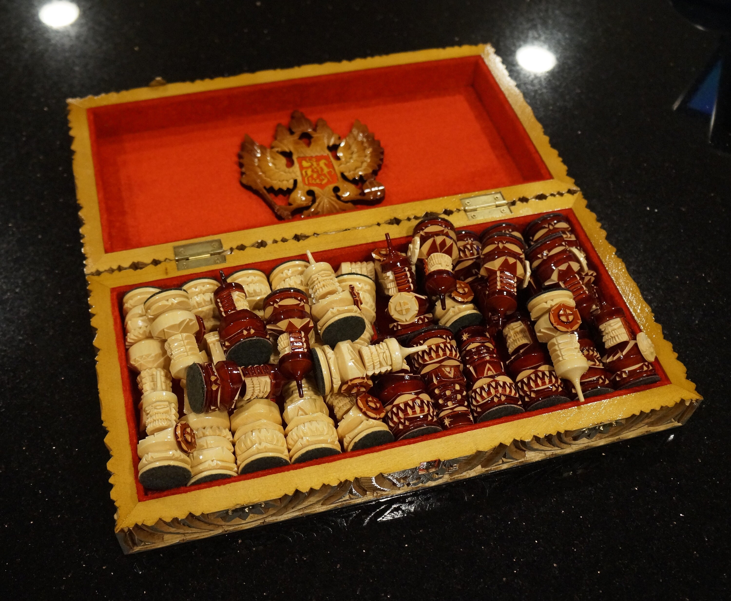 Wood Carved Chess Set/ Wooden Chess Board and Pieces - Etsy