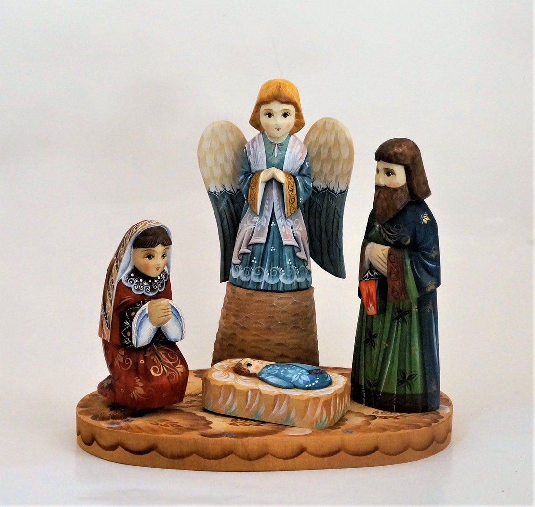 Woodcarved Handpainted Russian Nativity Set 8" Tall - Etsy