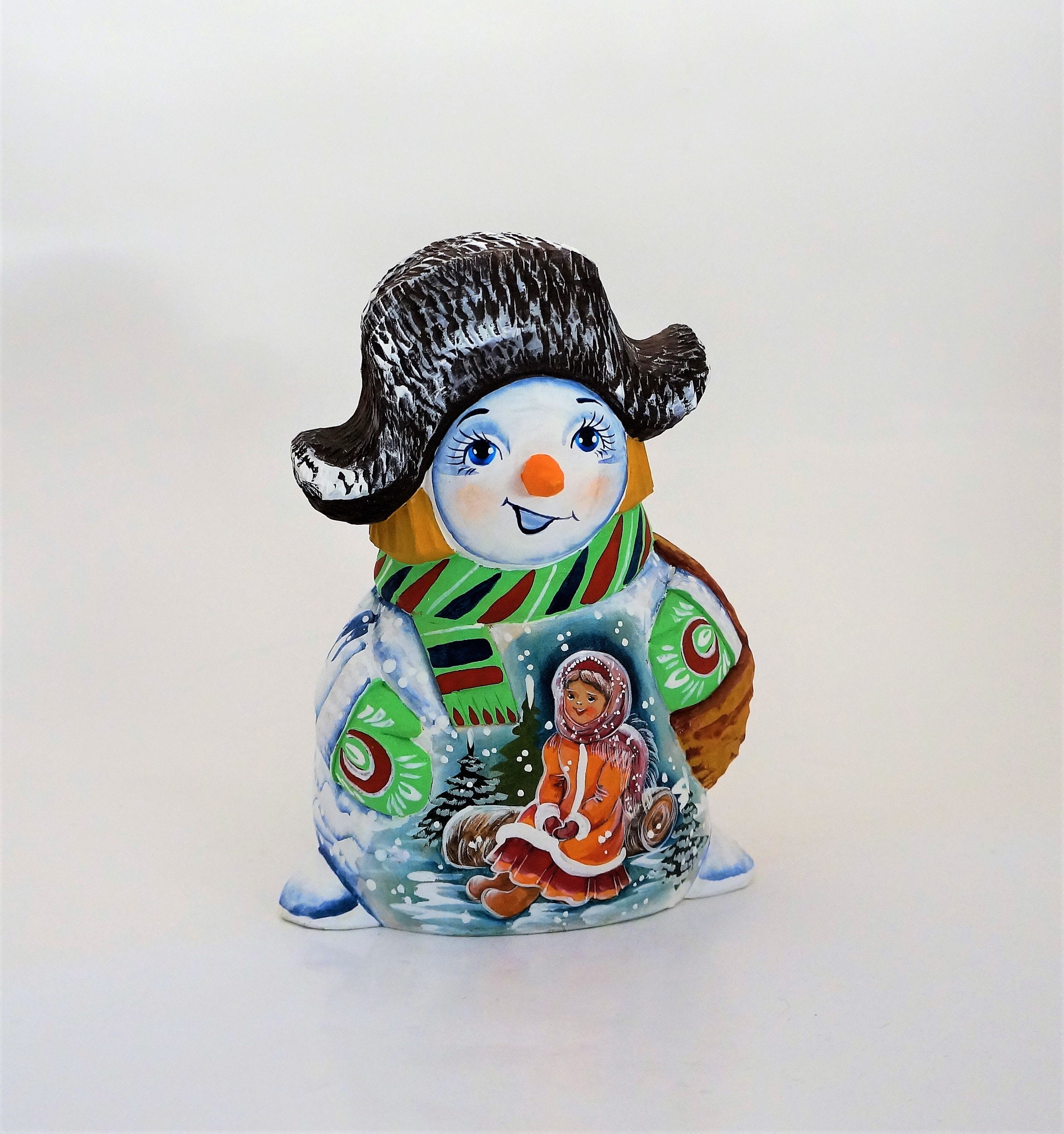 Woodcarved Handpainted Russian Snowman 6.5 Tall - Etsy New Zealand
