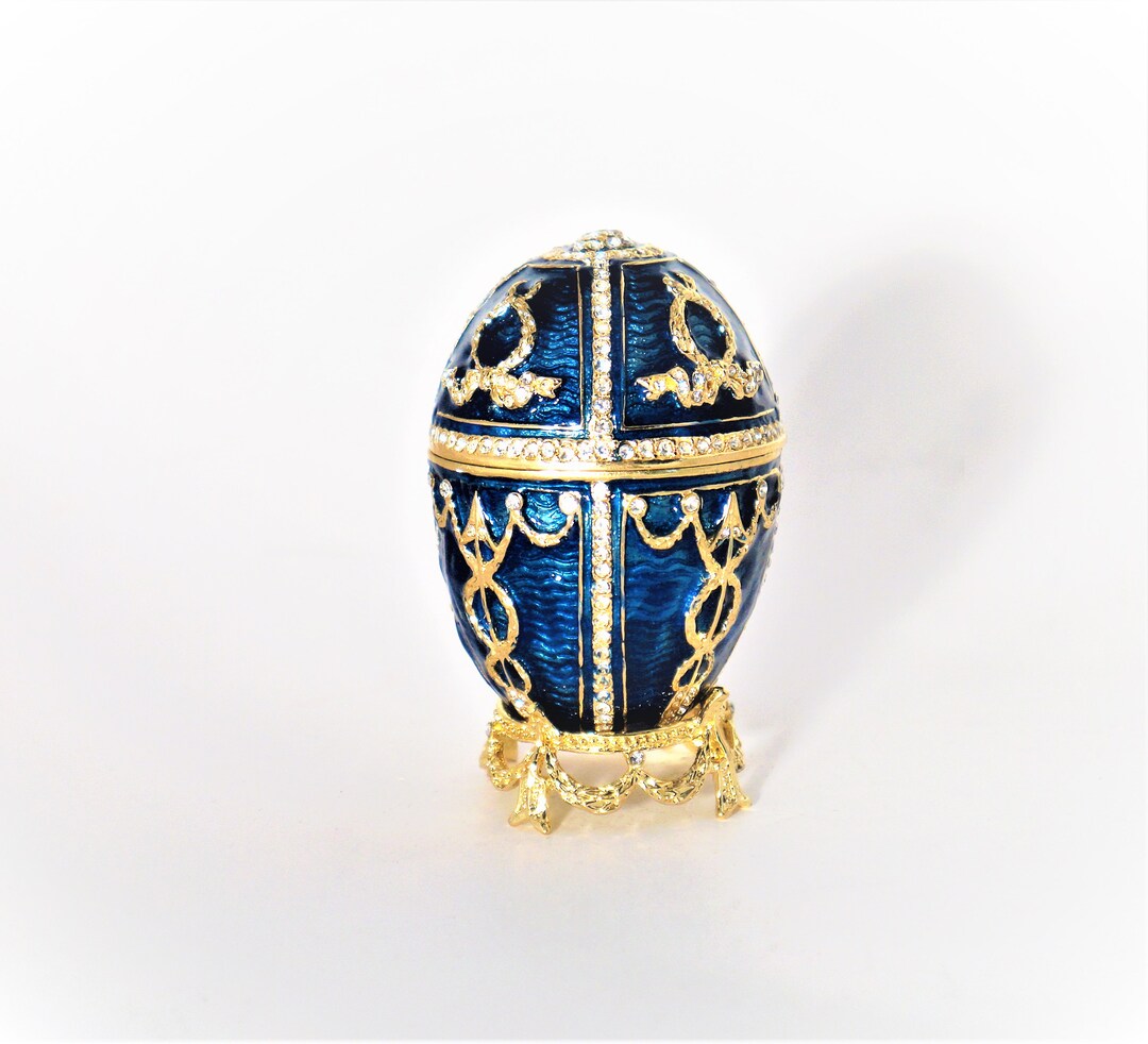 Faberge Style Blue Box-egg "arrow" 3 1/4" Tall - Etsy