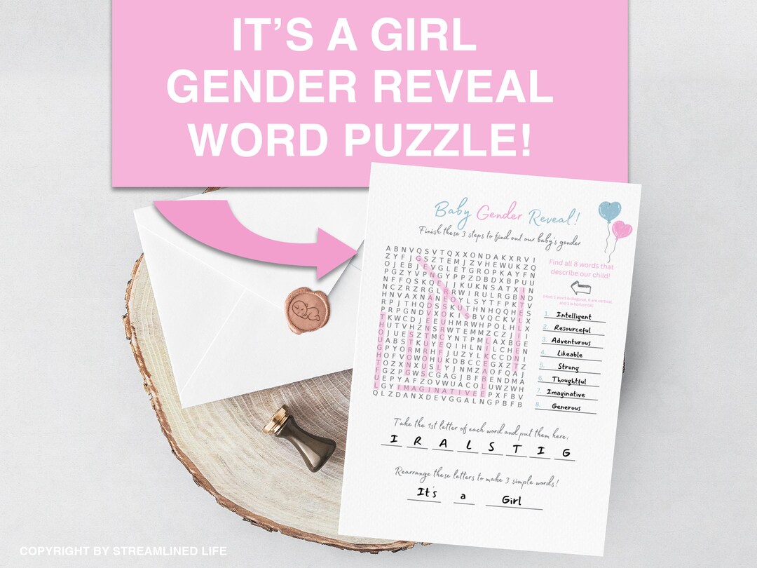 It's a Girl - Gender Reveal Word Puzzle - He or She, Gender Prediction ...