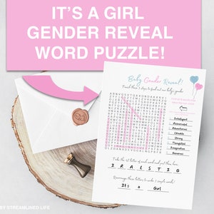 It's a Girl Gender Reveal Word Puzzle He or She - Etsy Australia