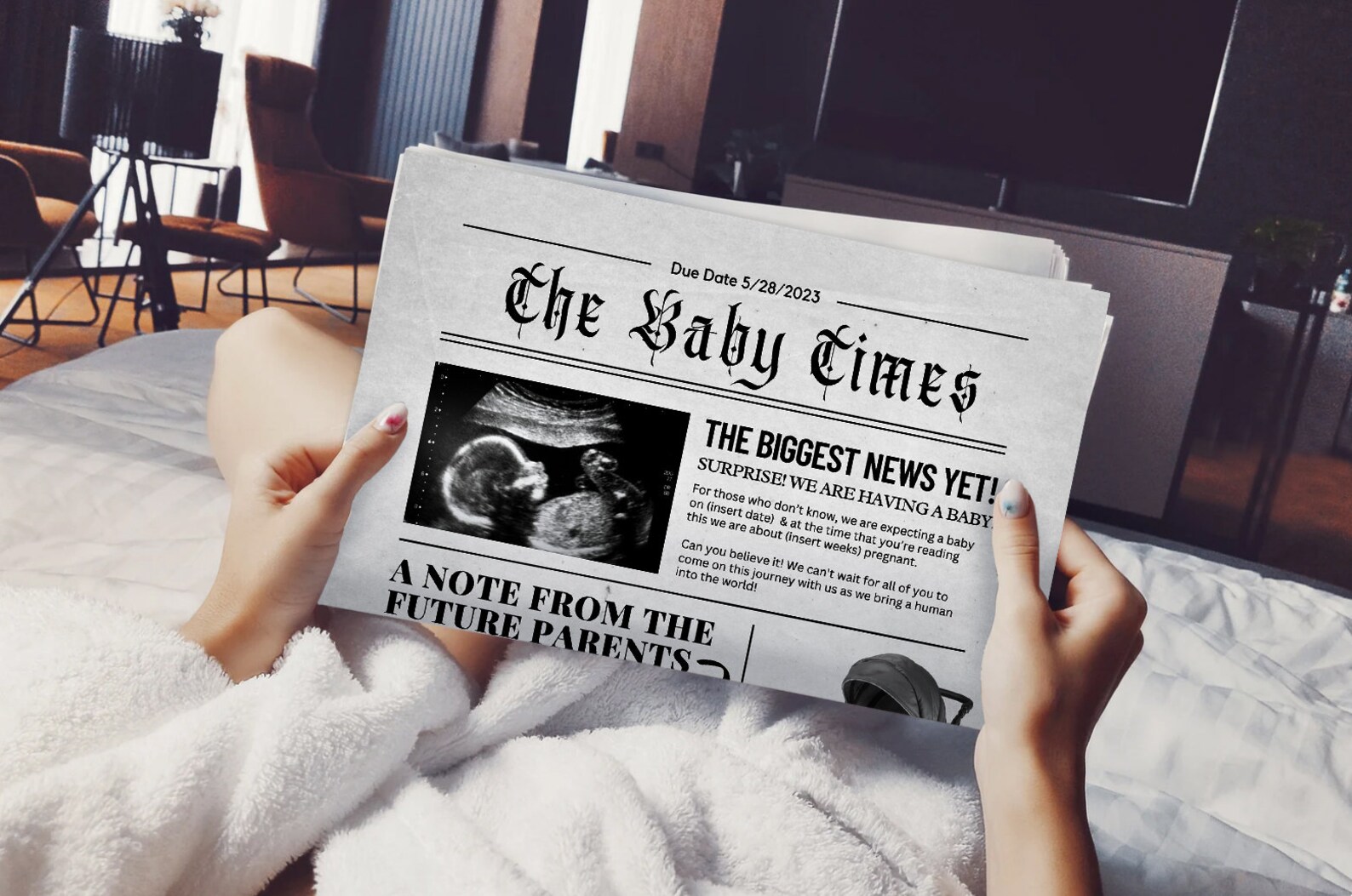 Newspaper Pregnancy Announcement (digital Canva Template) Newspaper ...