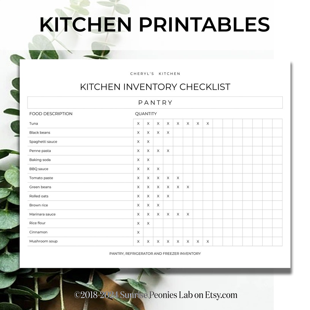Kitchen Inventory Printables, 3 Sheets, 03HOR, Pantry Inventory, Fridge ...
