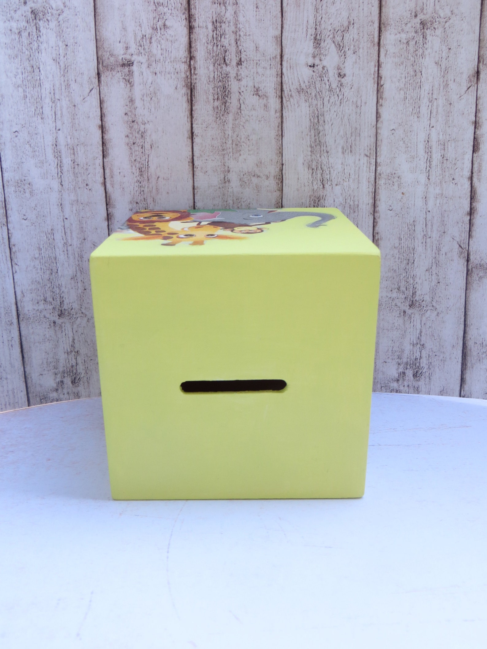 Safari Money Box With Wild Animals, Animal Money Box, Wooden Money Box ...