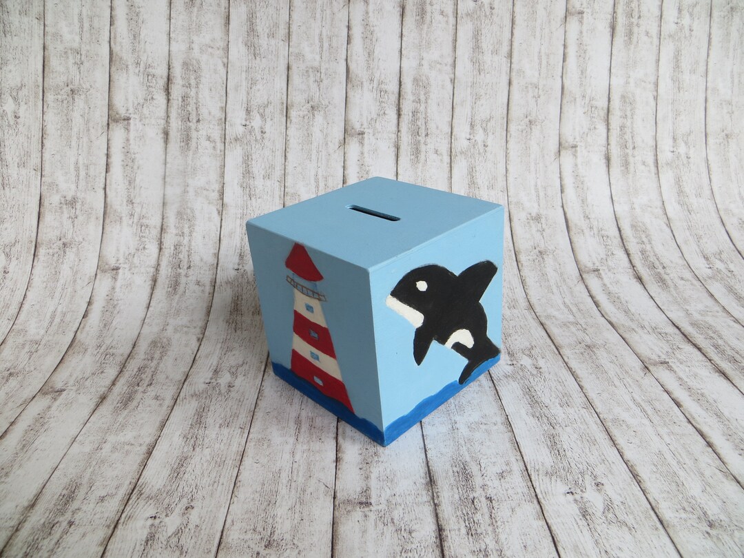 Money Box Sea World, Dolphins, Orca, Whale, Lighthouse, Customizable - Etsy