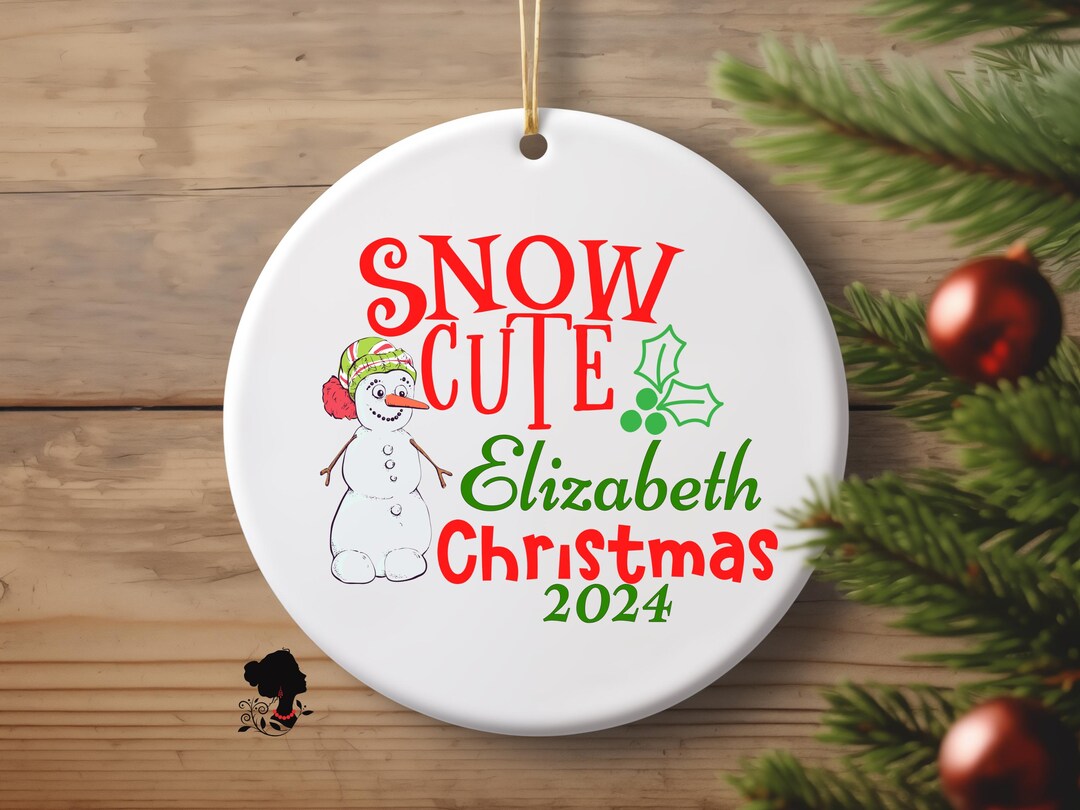 Personalized Snowman Holiday Ornament, Snow Cute Xmas Tree Ornament ...