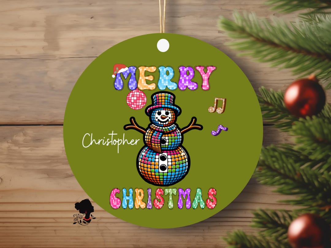 Personalized 60s/70s Retro Groovy Snowman Christmas Ornament, Holiday ...