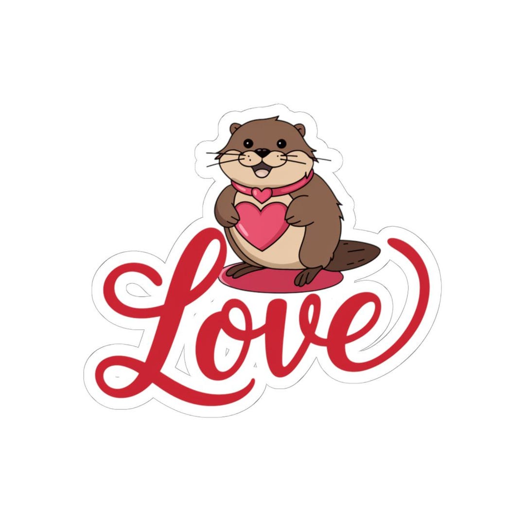 Otter Love Sticker, Romantic Cartoon Heart Design, Animal Lover Gift ...