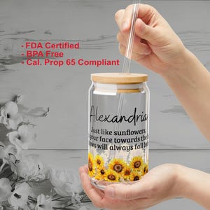 Sunflower Glass Coffee Cup, Positivity Gift for Her, Motivational ...