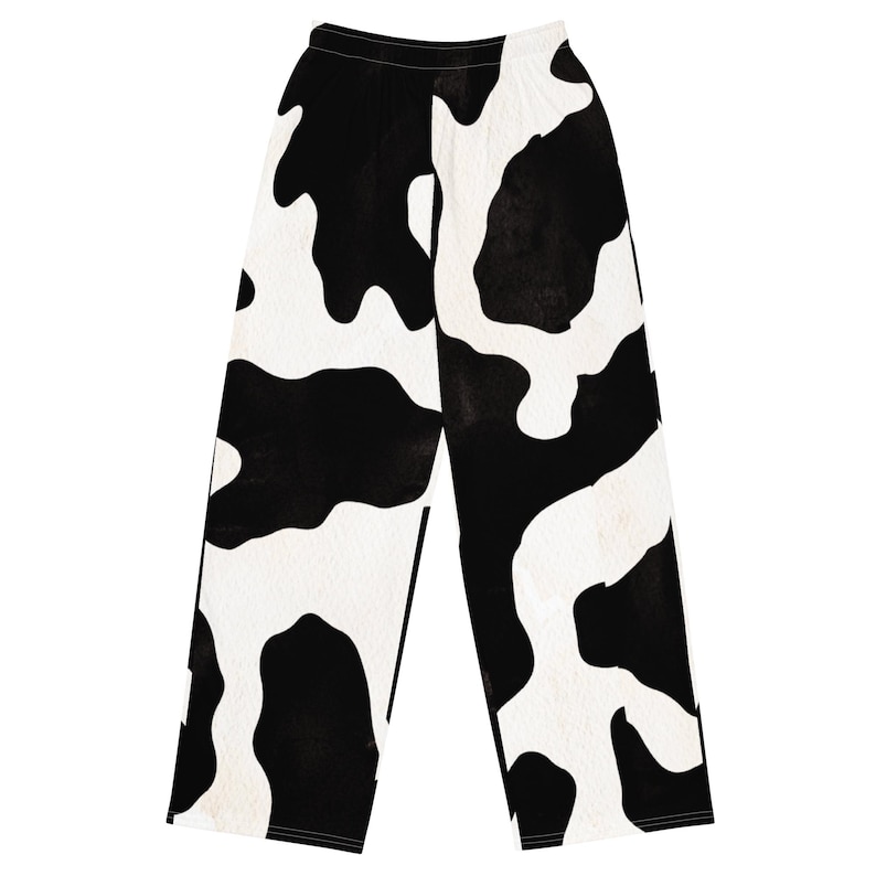 Cow Print Pants, Unisex Wide Leg Black White Comfortable Loose Fit ...