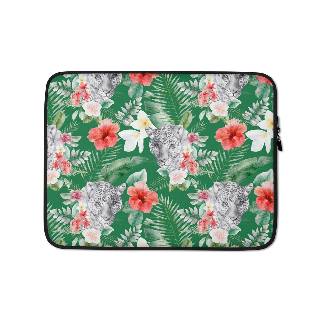Leopard Laptop Sleeve, Neoprene Case, Floral Laptop Sleeve, Neoprene ...