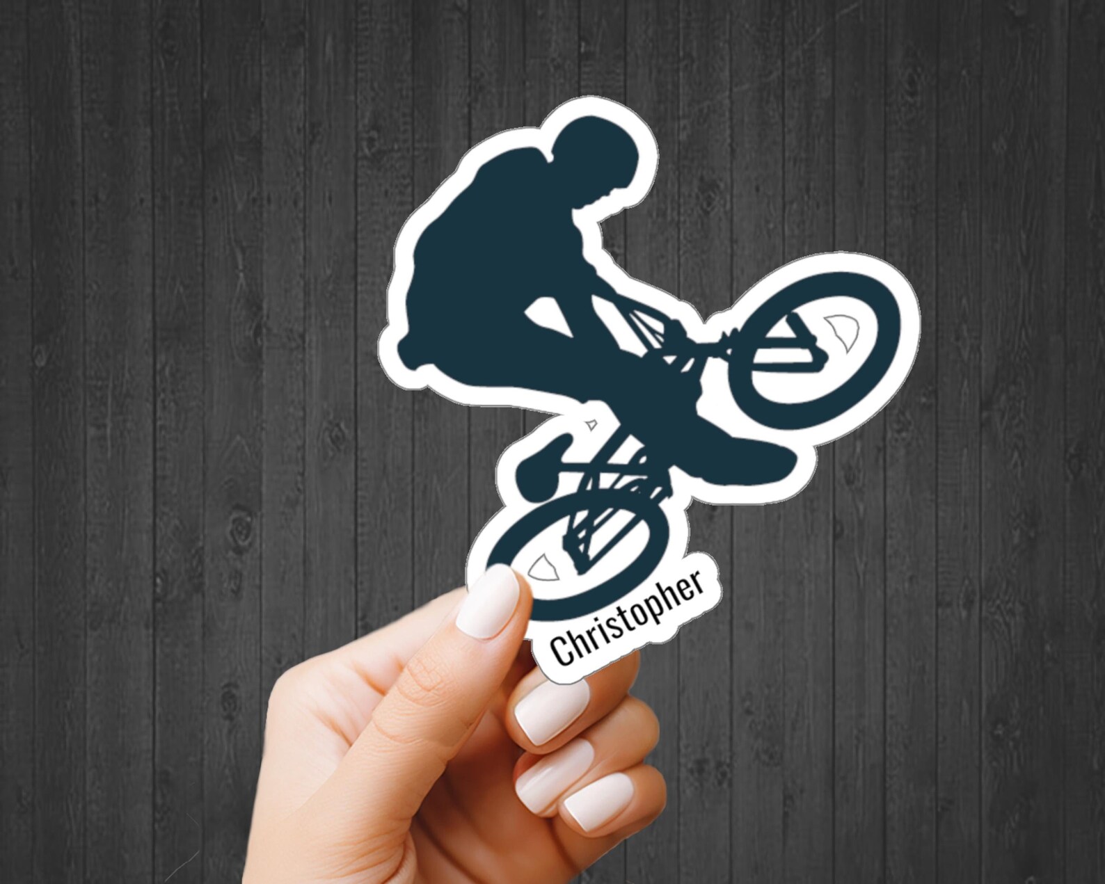 Personalized Stunt Bike Rider Stickers, Custom Name Stunt Cyclist Decal ...
