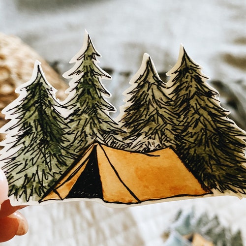 Camping Tent Forest Fall Vinyl Weatherrproof 3 Inches Sticker | Etsy
