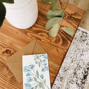 Floral Blank Inside Card 4.25x5.5 Inch / Cute Watercolor Illustration ...