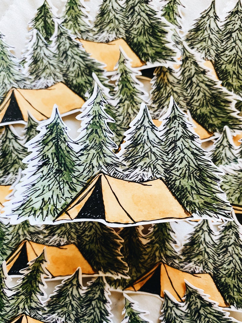 Camping Tent Forest Fall Vinyl Weatherrproof 3 Inches Sticker - Etsy