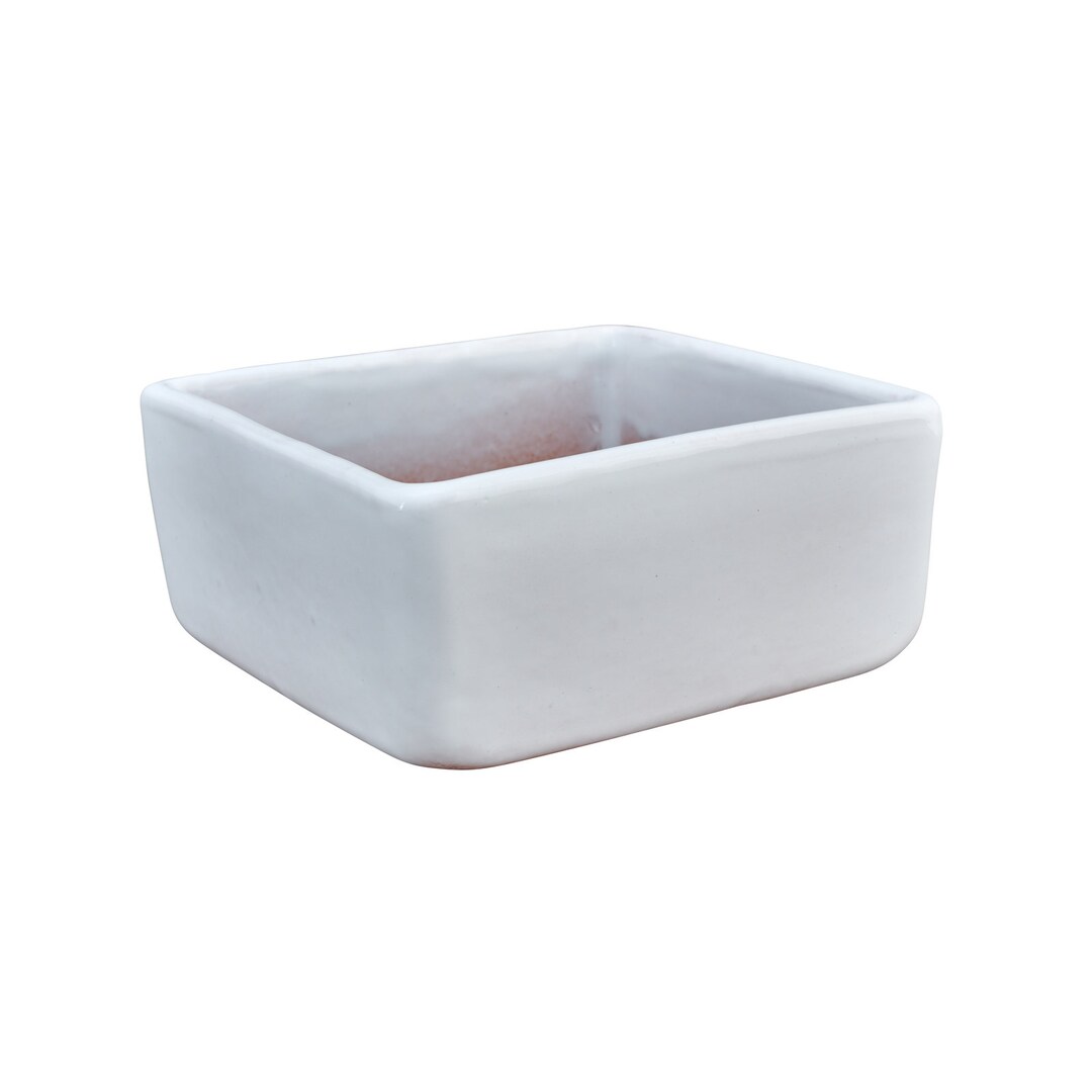 Gloss White Short Square Planter Indoor Modern Flower Pot Ceramic ...