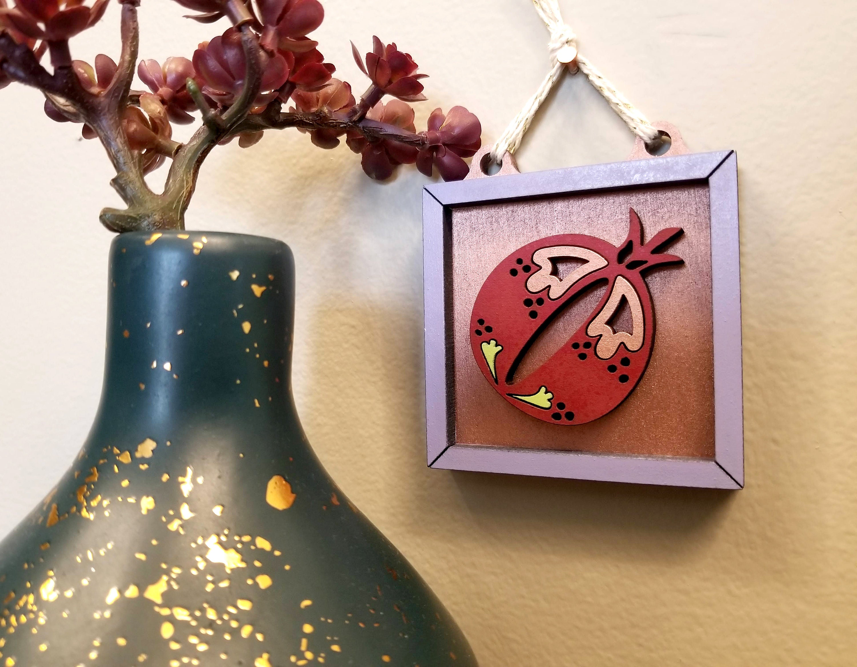 Tiny Pomegranate shadowbox Laser Cut Wood Decor - Etsy
