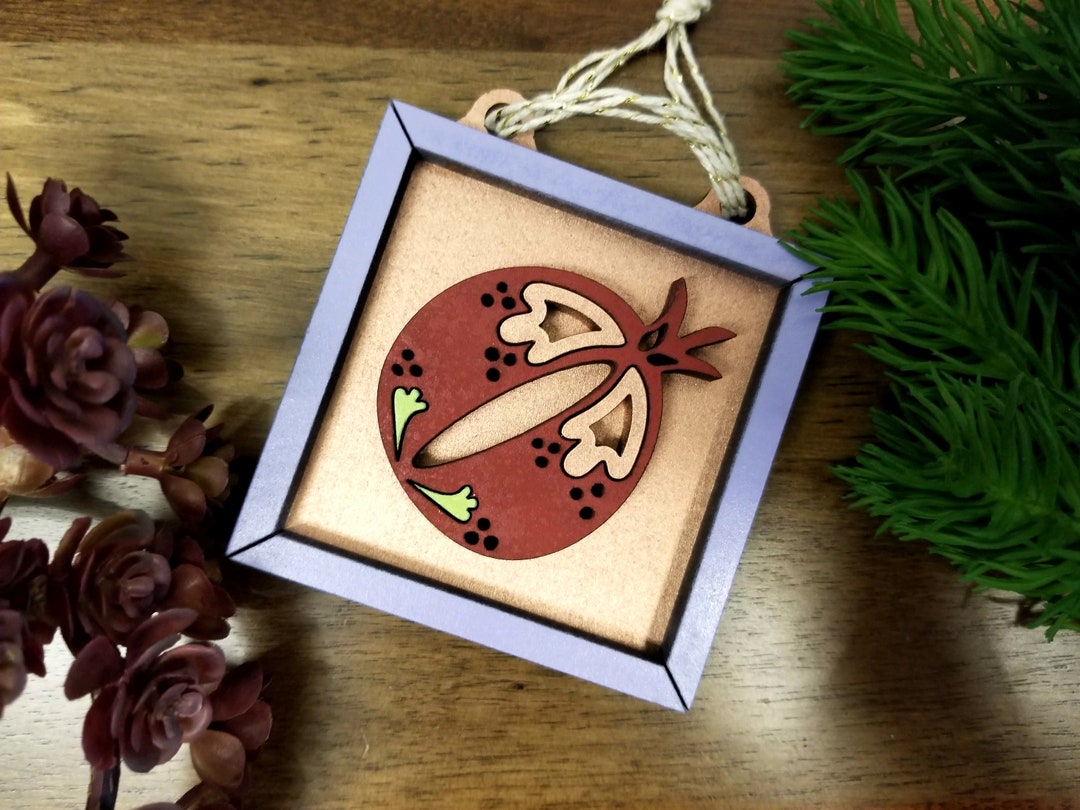 Tiny Pomegranate shadowbox Laser Cut Wood Decor - Etsy