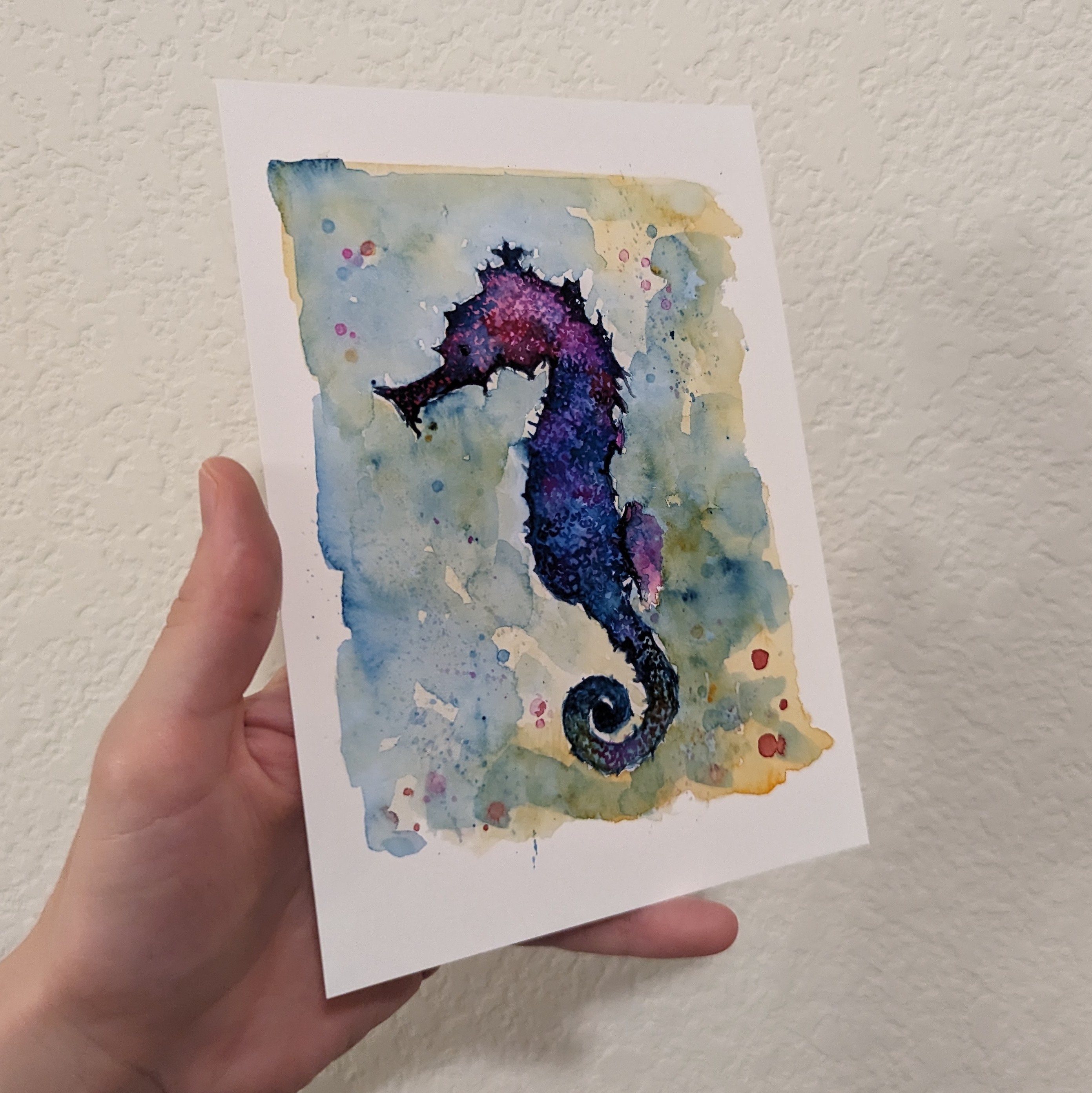 Magical Seahorse Art Print Ocean Theme Wall Decor Watercolor Design ...