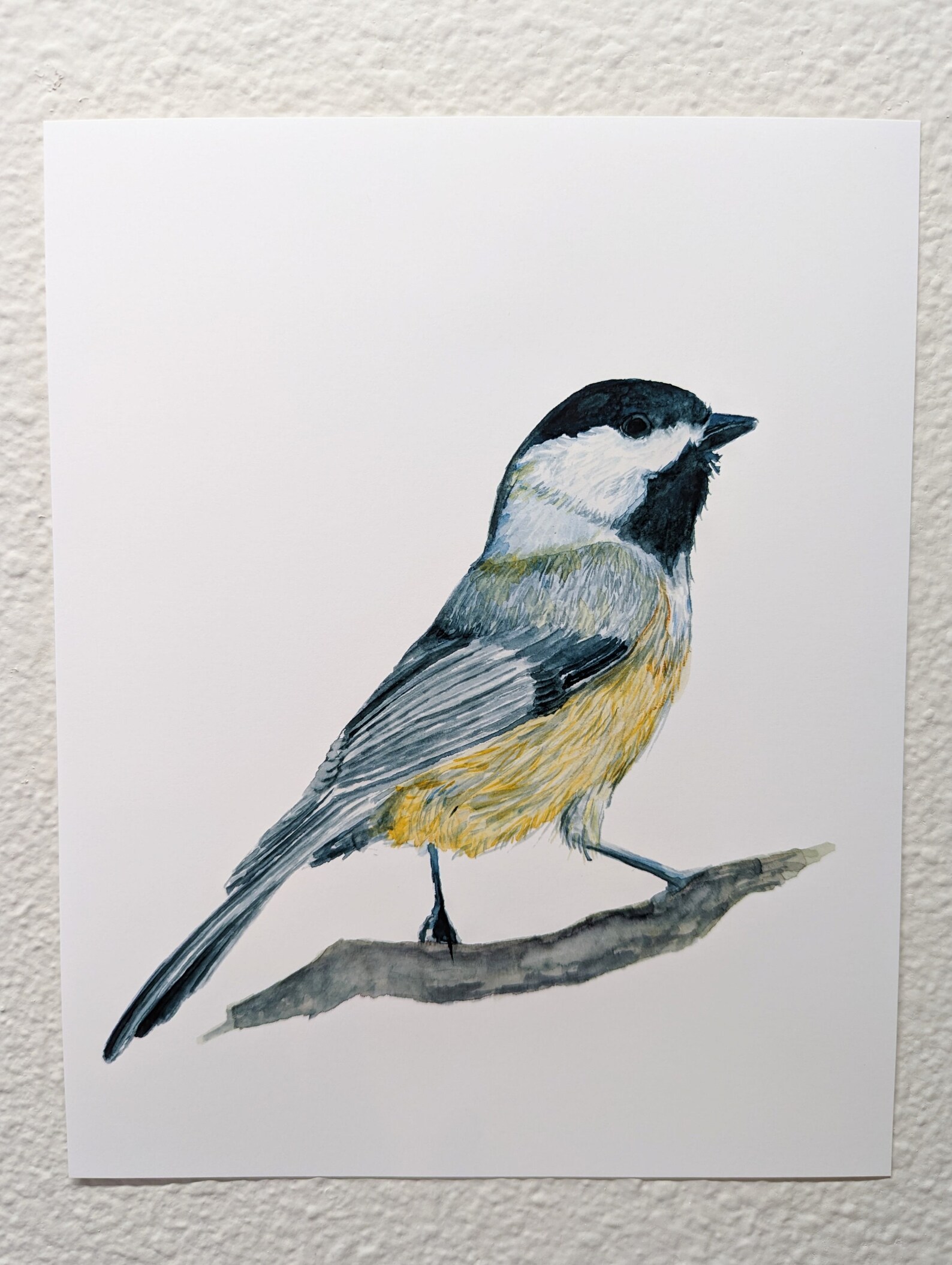 Chickadee Bird Art Print - Watercolor Design - Happy Wall Art - Nature ...