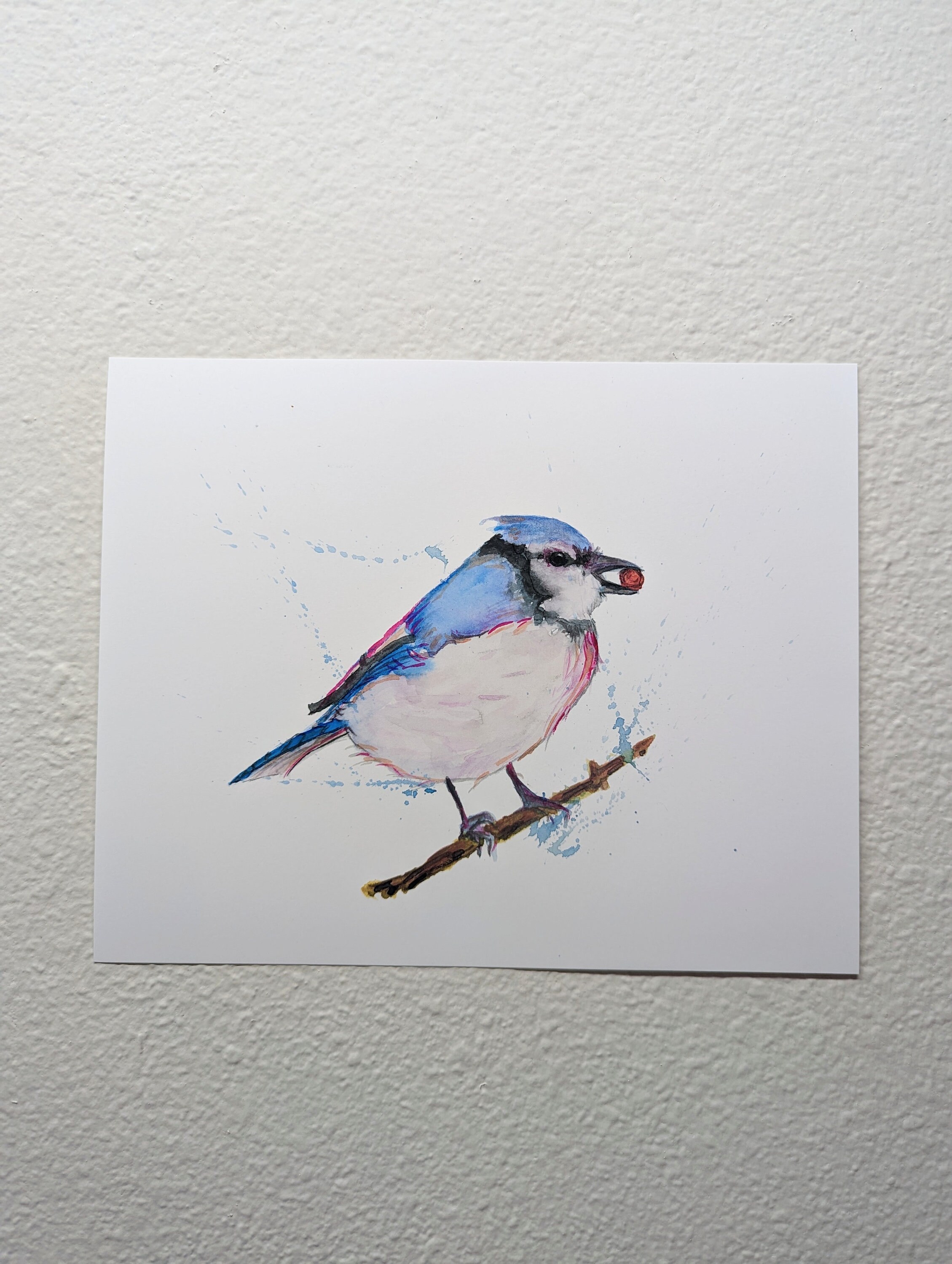 Bluejay Art Print Loose Watercolor Design Happy Wall Art Lora Cavallin ...
