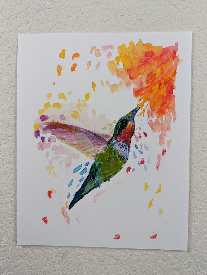 Hummingbird Art Print Watercolor Design Bird Wall Art Lora Cavallin Art ...