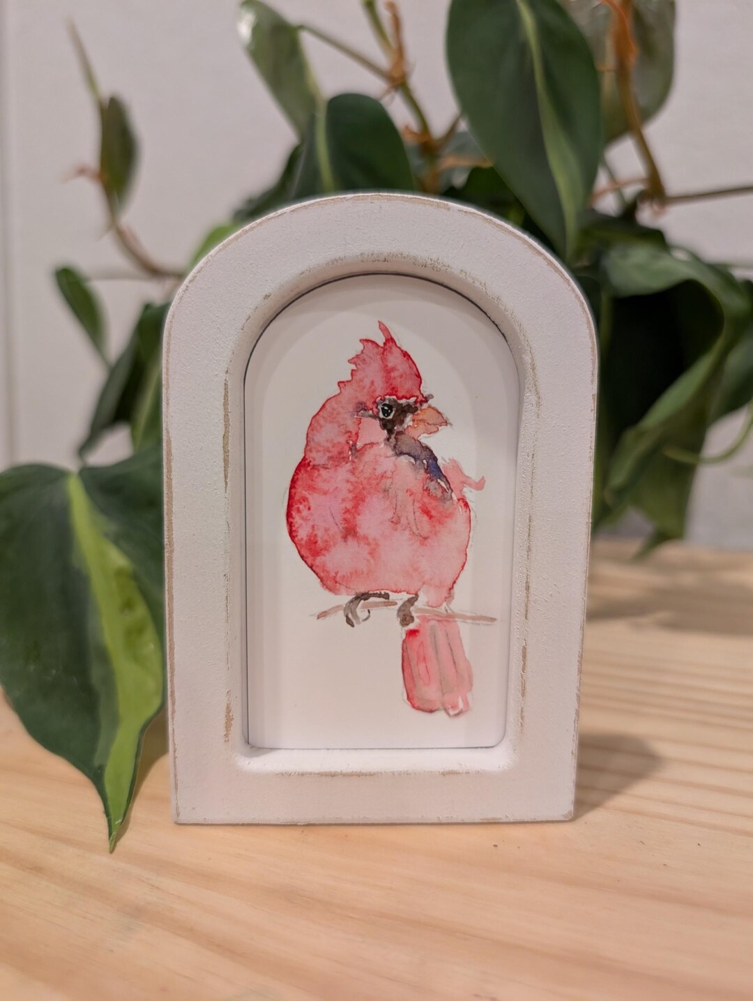 Cardinal Bird Art Print - Wood Arch Frame - Lora Cavallin Art - Etsy