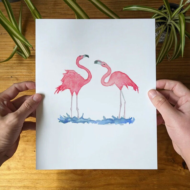 Flamingo Art Print - Loose Watercolor Design - Happy Wall Art - Lora ...