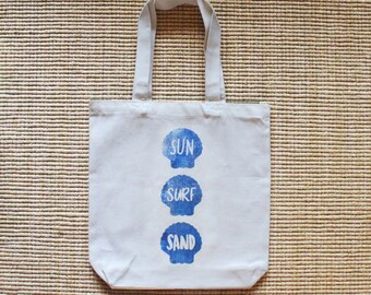 Sun Sand Surf Tote Bag / Beach Bag / Beach Tote / Reusable Bag - Etsy