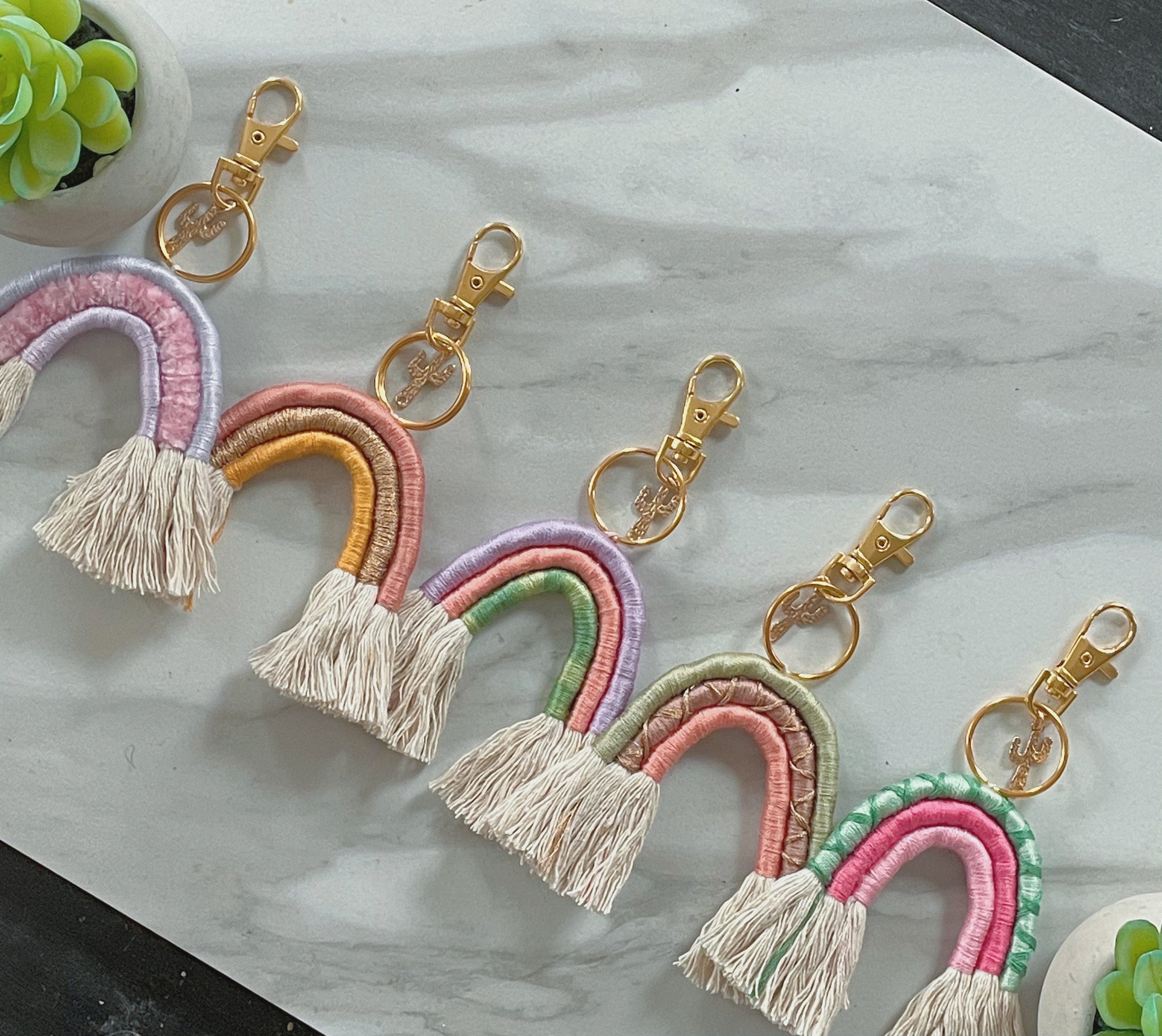 DESERT COLLECTION | Macrame Rainbow Keychains | Macrame Rainbows ...