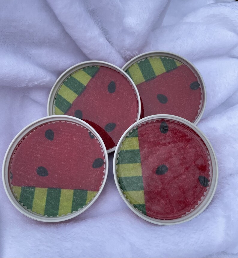 Watermelon and Resin Mason Jar Lid Coaster Set - Etsy