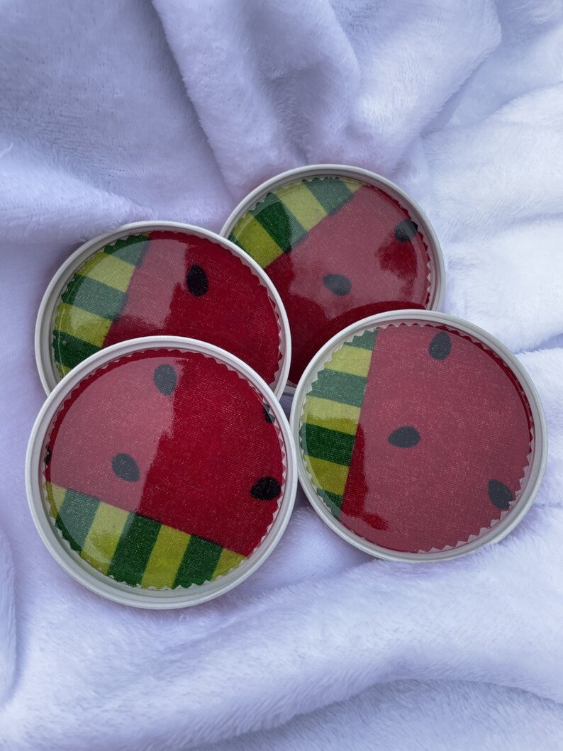Watermelon and Resin Mason Jar Lid Coaster Set - Etsy