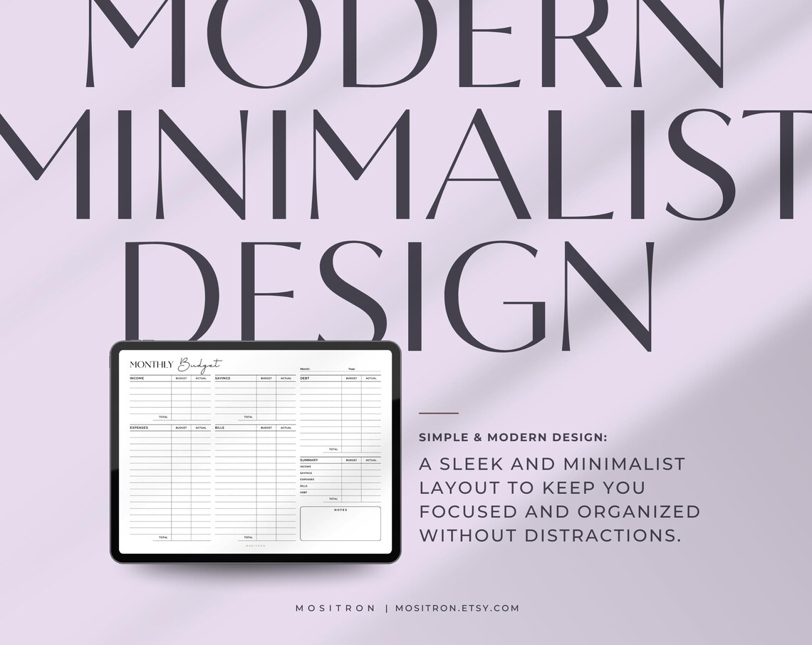Monthly Budget Planner PDF for Digital & Printable | Landscape ...