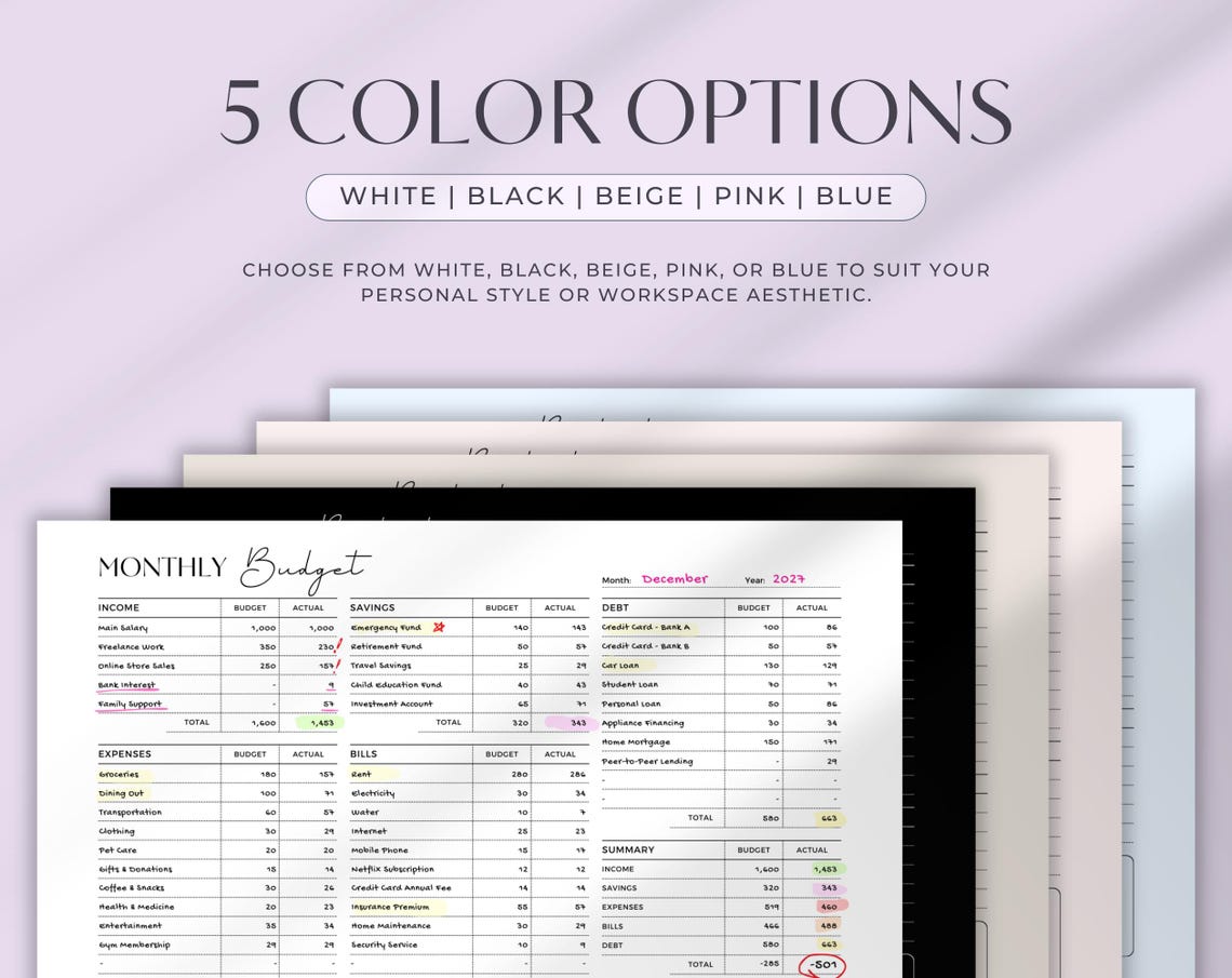 Monthly Budget Planner PDF for Digital & Printable | Landscape ...